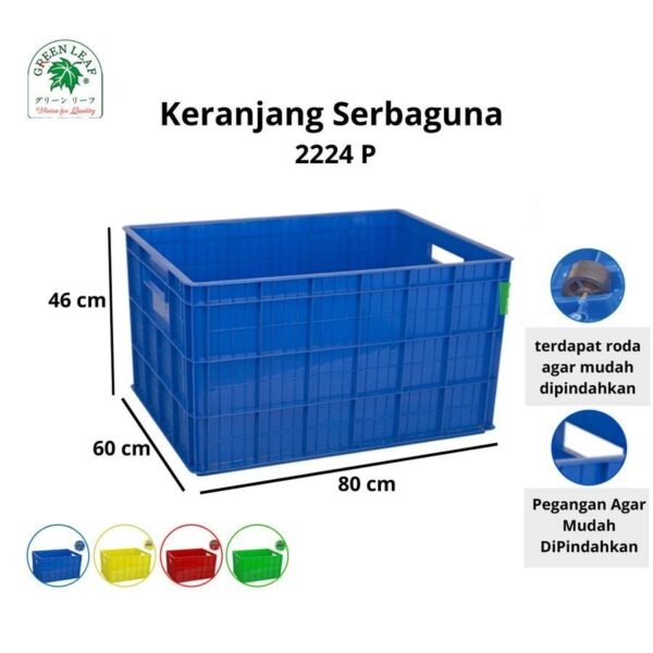 BOX CONTAINER PLASTIK INDUSTRI 140 LITER GL 2224 P + RODA | UKURAN 80 x ...
