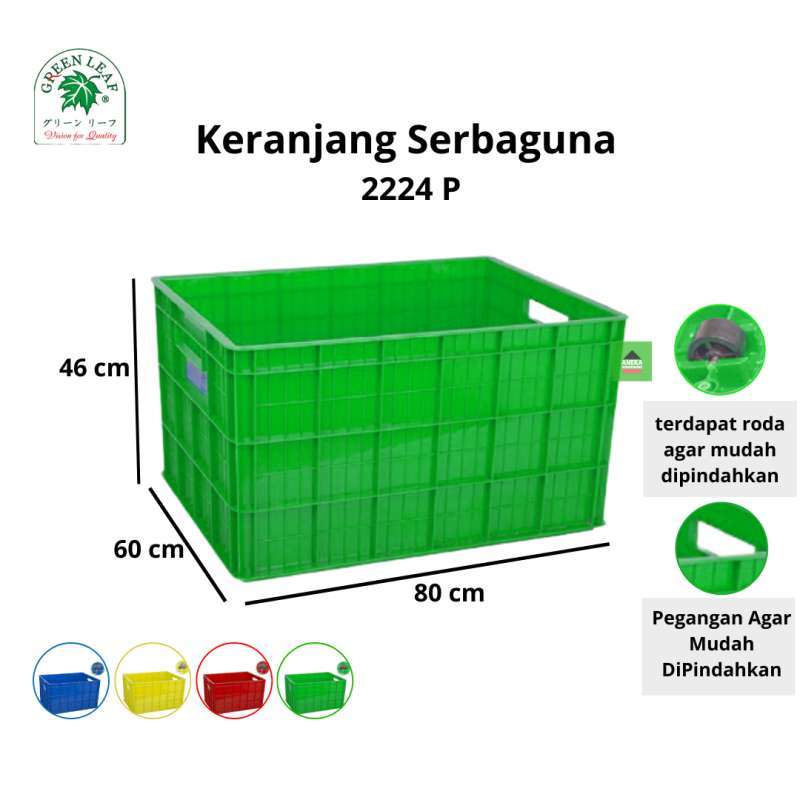 BOX CONTAINER PLASTIK INDUSTRI 140 LITER GL 2224 P + RODA | UKURAN 80 x ...