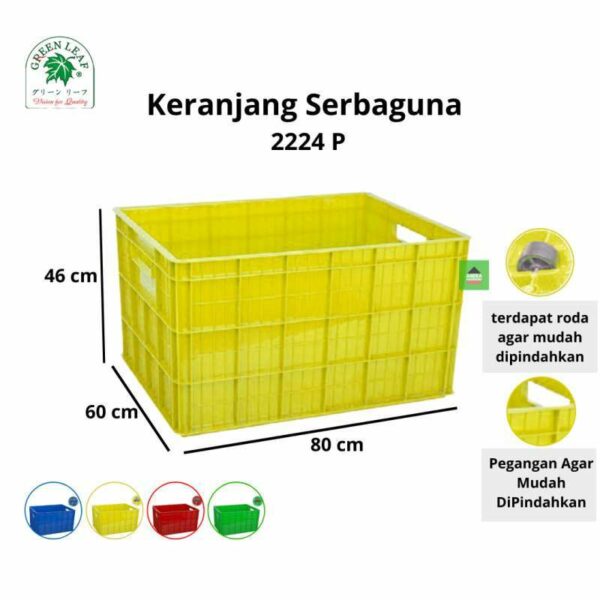 BOX CONTAINER PLASTIK INDUSTRI 140 LITER GL 2224 P + RODA | UKURAN 80 x ...