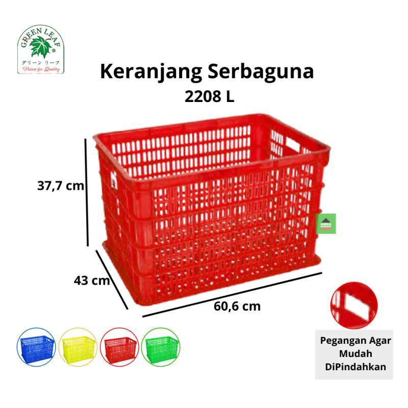 CONTAINER BOX GREEN LEAF 2208 L (LUBANG) | KERANJANG PLASTIK INDUSTRI ...